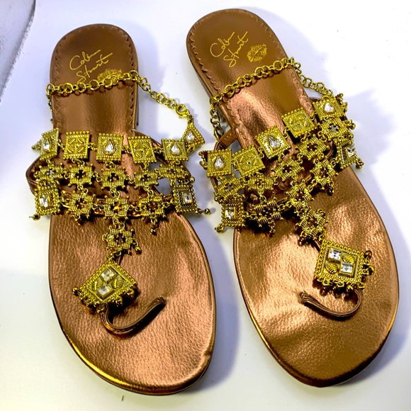 collins stuart | Shoes | Collin Stuart Gold Sequins Sandals | Poshmark